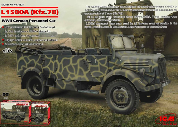 Сборная модель автомобиля ICM Германский автомобиль Мерседес L1500A Kfz ...