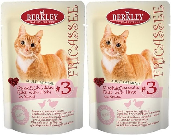 Berkley Корм влажный для кошек Фрикасе Утка с кусочками курицы и ...
