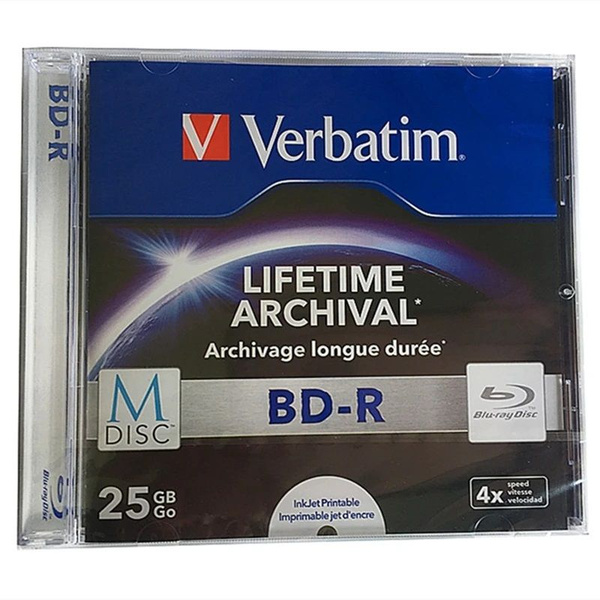 Диск Blu-ray M-DISC Verbatim 43822 BD-R 25gb 1шт Jewel Case Printable ...