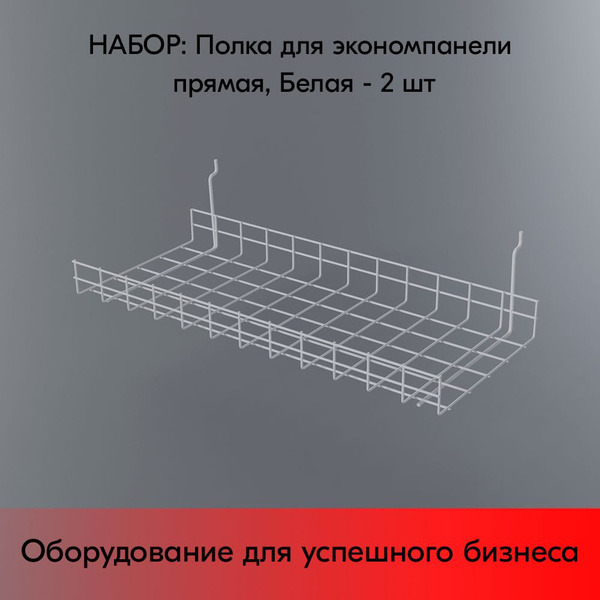 НАБОР Полка для экономпанели прямая 50x600x250 мм, RAL9016 Белый - 2 шт ...