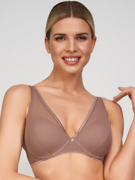 Бюстгальтер Женский millena пуш-ап, размер 80C бежевый Повседневный Россия Крючки Однотонный ...