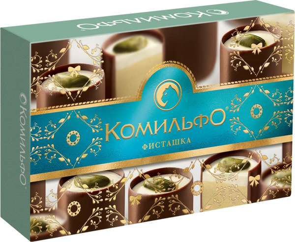 Конфеты сладкие шоколадные КОМИЛЬФО Фисташка с двухслойной начинкой ...