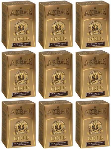 Akbar Чай черный крупнолистовой Gold, 100 гр, 9 шт - купить с доставкой ...