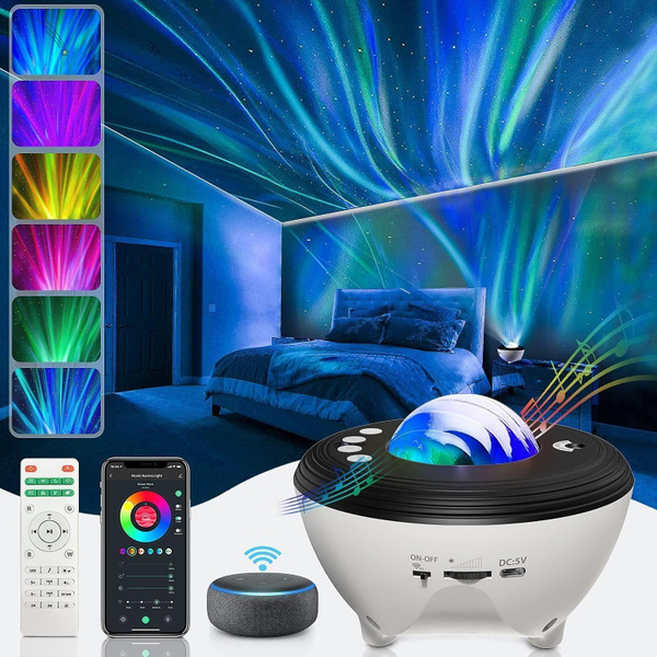 Купить Smart Northern Lights Aurora Projector Поддержка Alexa, музыкальный динамик Bluetooth ...