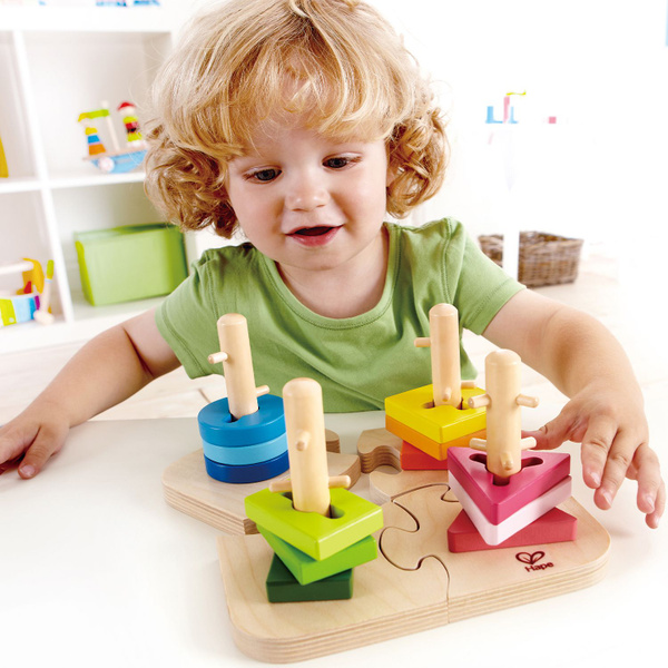 Деревянный сортер пирамидка "Творческая головоломка" Hape, 16 элементов купить на OZON по низкой ...