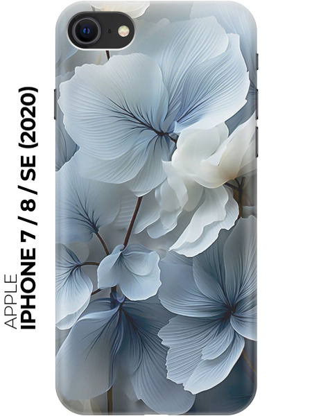 Силиконовый чехол Бежево-голубые цветы для Apple iPhone SE (2022), SE ...