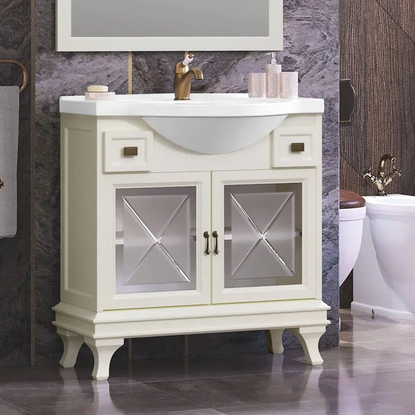 Тумба с раковиной Opadiris Борджи 85 напольная, 87, 5 см, из МДФ, из фарфора, классика, с ...