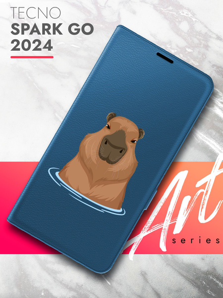 Чехол на Tecno Spark Go 2024 Техно Спарк Гоу 2024 синий книжка эко кожа с функцией подставки