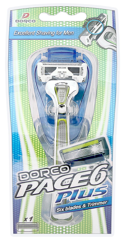 Dorco Бритва PACE6 Plus, 6-лезвий+лезвие-триммер, крепление PACE ...