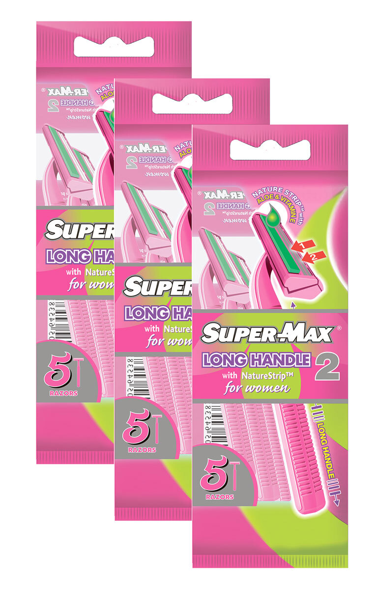 Одноразовые станки Super-Max LONG HANDLE 2, для женщин, с двойным ...