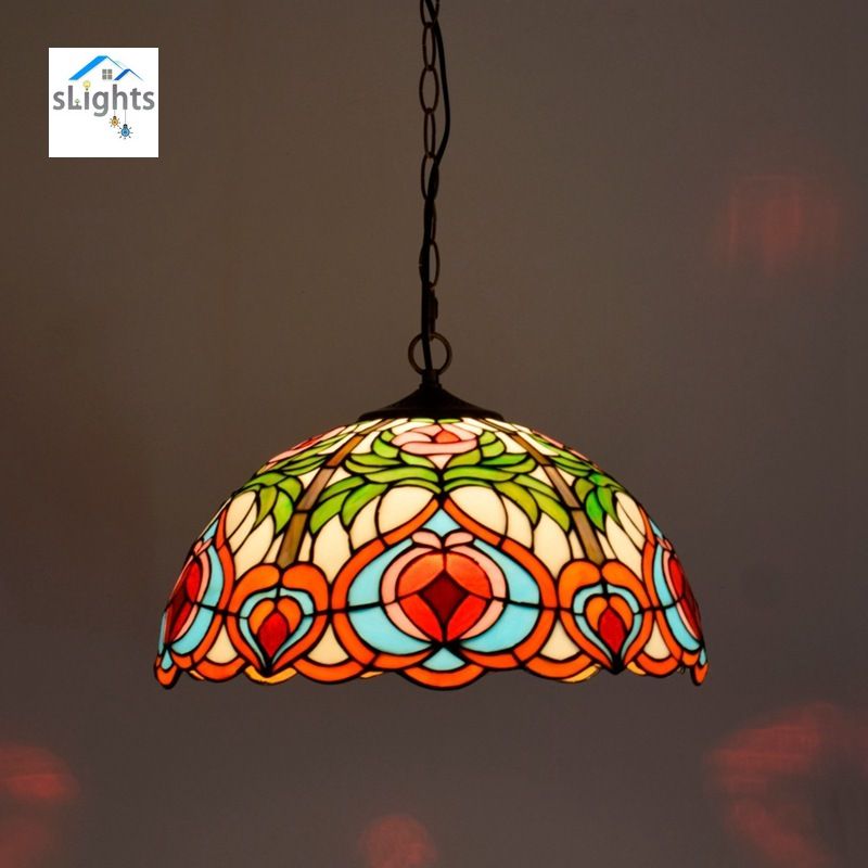 Светильник подвесной-sLights Люстра для спальни из витражного стекла ...