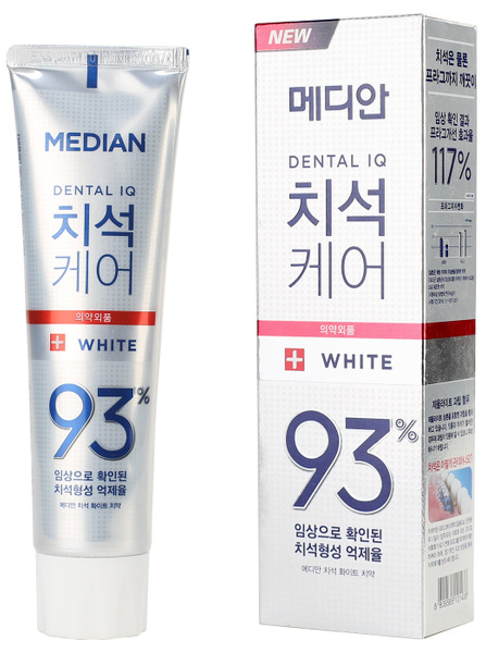 Median Отбеливающая зубная паста с мятой, Корея, Dental IQ 93% White ...