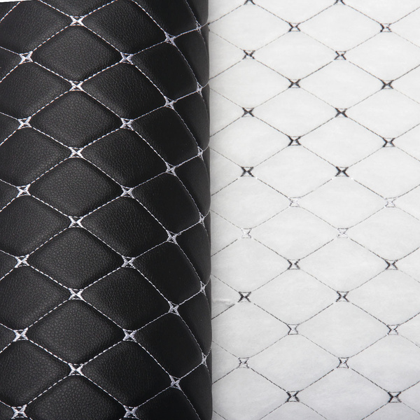 Экокожа стеганная для авто чехлов салона мебели Черная Бабочка Белый ...