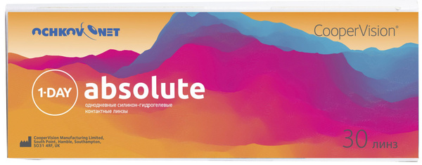 Ochkov.Net 1-Day Absolute 30 линз В упаковке 30 штук Оптическая сила 5.25 Радиус кривизны 8.6 ...