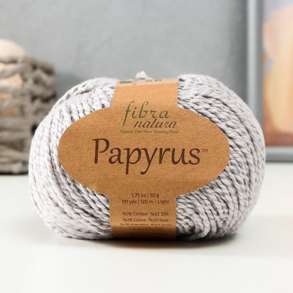 Пряжа "Papyrus" 78% Хлопок, 22% Шелк 120м/50гр (25 св.серый) - купить с ...
