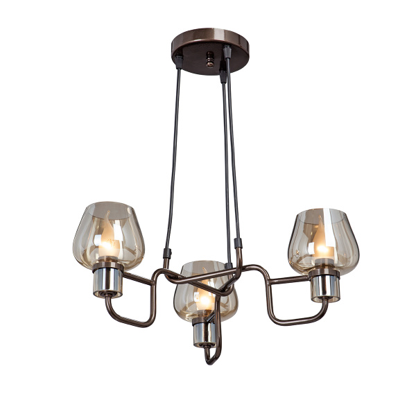 Люстра подвесная Vitaluce V4833-7/3S, 3 лампы, E14 макс. 40Вт, 9м2, цвет коричневая бронза ...