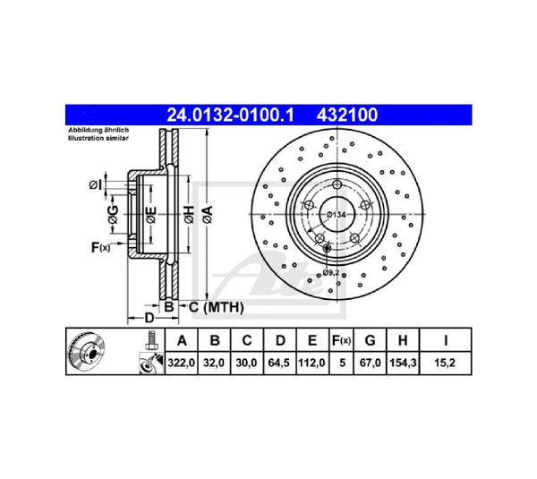 Диск тормозной передн, MERCEDES-BENZ: C-CLASS C 280/C 280 4-matic/C 300 ...