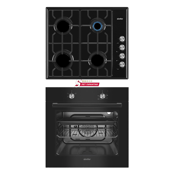 Комплект встраиваемой техники Simfer 60см: газовая варочная панель и электрический духовой шкаф ...