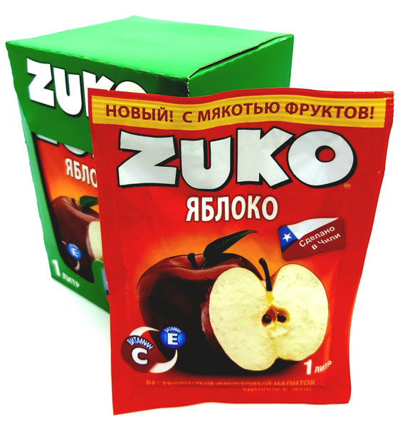 Растворимый напиток ZUKO со вкусом Яблока, напиток Зуко из 90-х, 1 блок ...