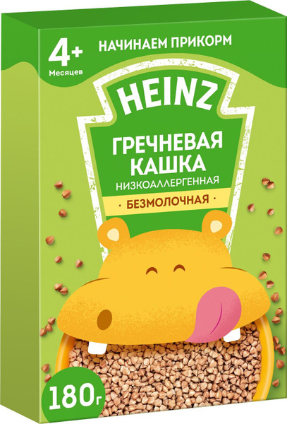 Каша Heinz безмолочная низкоаллергенная гречневая c 4 месяцев, 180 г ...