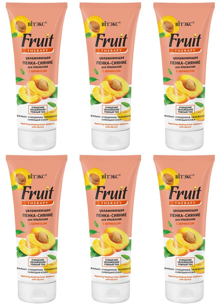 Витэкс ПЕНКА-СИЯНИЕ для умывания FRUIT Therapy с АБРИКОСОМ Увлажняющая, 200 мл, комплект 6 шт ...