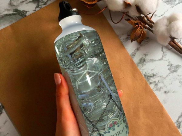 Бутылка фляга для воды "Стекло, бутылка, напиток" 750 мл. с карабином и ...