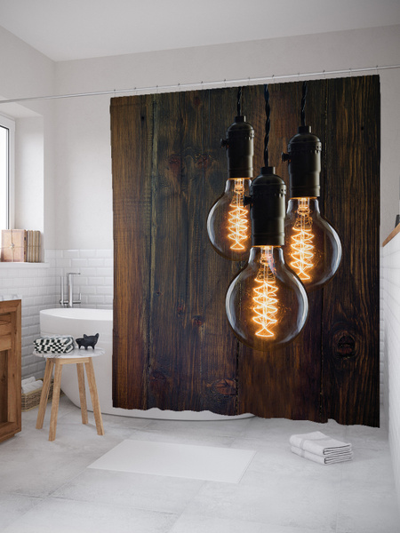 Штора для ванной 200x180 см JoyArty агент, животное, ванная, плащ, листья, зелень, тропики ...