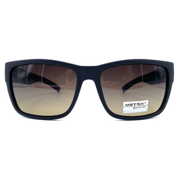 Солнцезащитные очки мужские " Matrix Polarized " ЧЕРНЫЕ линзы беж ...