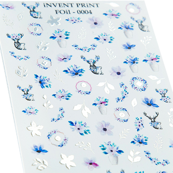 iNVENT PRiNT блестящие водные наклейки для ногтей Цветы Веточки F-004 ...