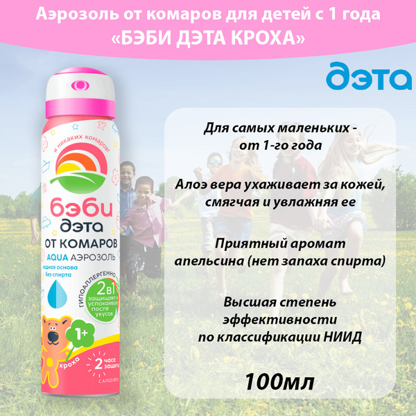 Детский аква аэрозоль от комаров 2 в 1 для самых маленьких Кроха 1 ...
