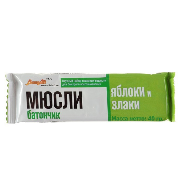 Батончик Виталад 'Мюсли яблоко и злаки', 40 г. - купить с доставкой по ...