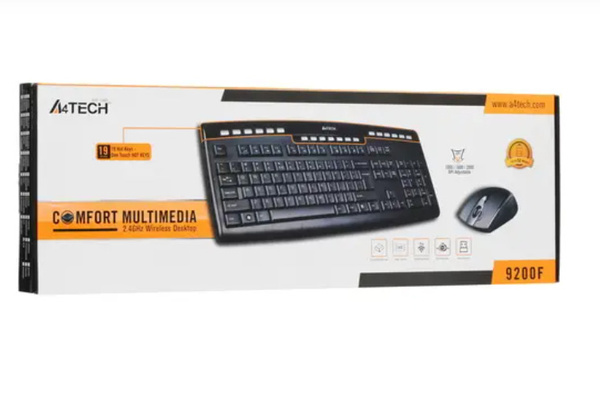 Клавиатура и мышь беспроводная A4Tech 9200F цвет черный, интерфейс USB 2.0, мультимедийные ...