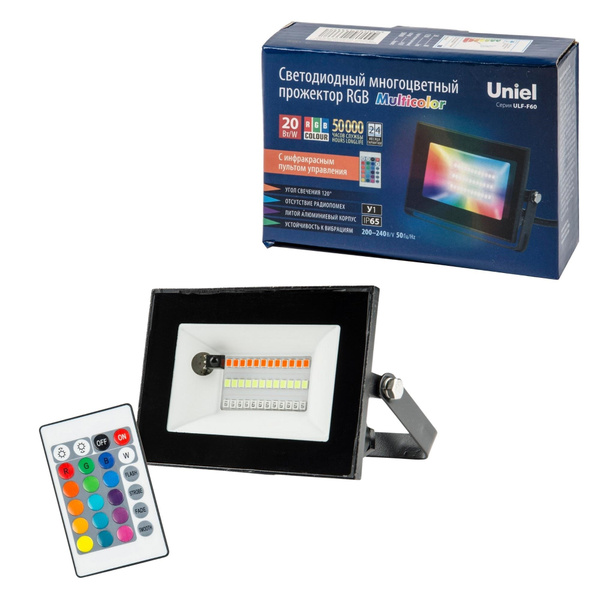 Прожектор Uniel, ULF-F60-20W/RGB IP65 200-240В BLACK - купить по низким ...