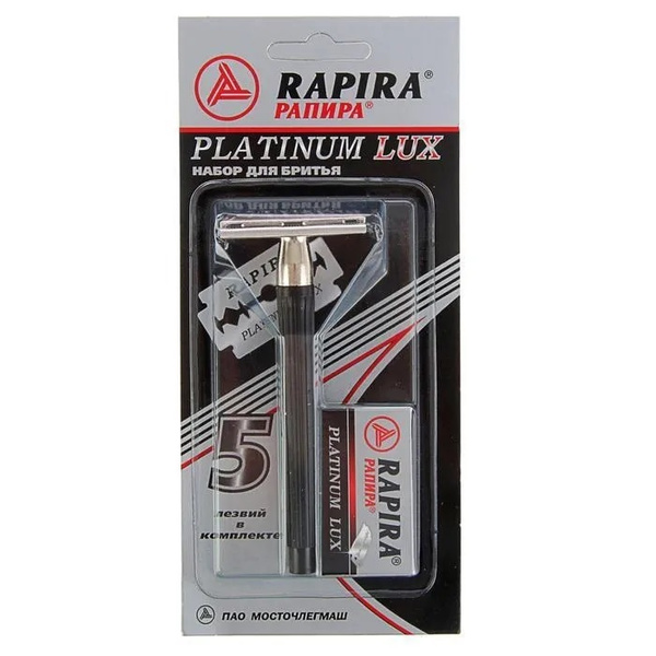 Rapira Platinum Lux Бритвенный станок классический Т-образный (+ 5 ...