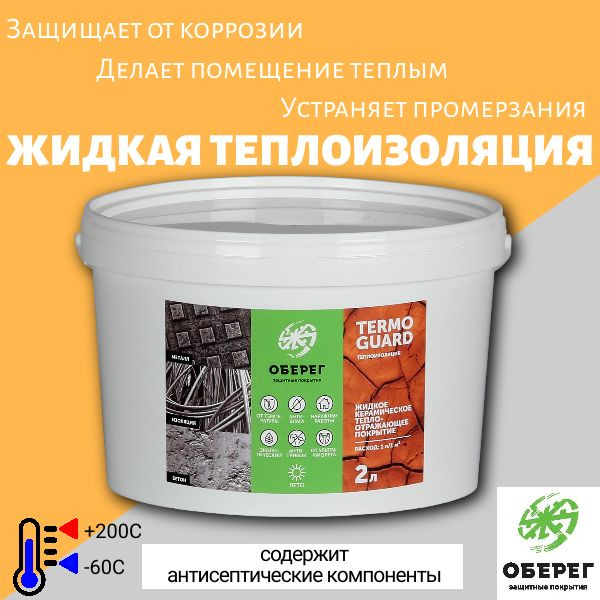 Жидкая керамическая теплоизоляция (СТАНДАРТ) TermoGuard, 2л/1кг ...