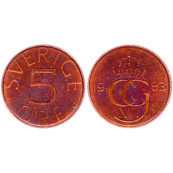 Швеция 5 Эре 1983 год XF KM# 849a Карл XVI Густав купить на OZON по низкой цене (681763119)