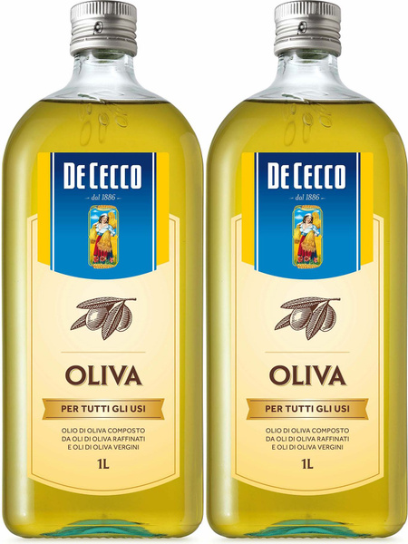 Оливковое масло De Cecco Olio D'Oliva, комплект: 2 упаковки по 1 л ...