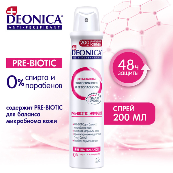 Дезодорант женский Deonica Pre-Biotic Эффект антиперспирант, спрей - 200 мл - купить с доставкой ...