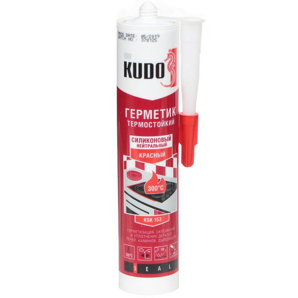Герметик силиконовый, KUDO, KSK-153, 280 мл, высокотемпературный, красный - купить по выгодной ...