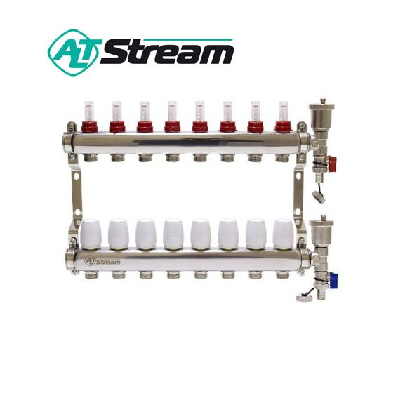 Коллекторная группа с расходомерами ALTSTREAM 1" х 3/4" на 8 выходов ...