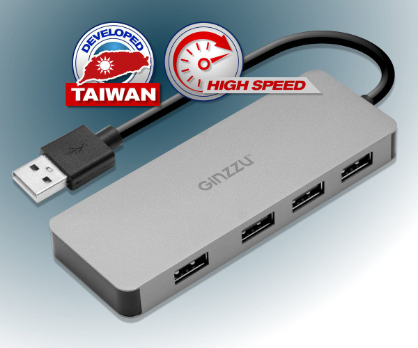 USB 2.0 концентратор HUB Разветвитель для компьютеров на 4 порта Ginzzu ...