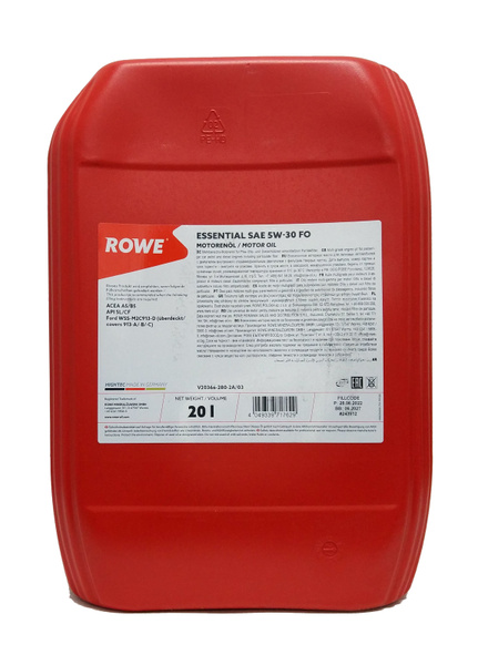 Масло моторное ROWE 5W-30 НС-синтетическое - купить в интернет-магазине ...