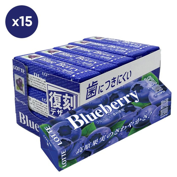 Жевательная резинка Lotte Blueberry со вкусом голубики (Япония), 25,2 г ...