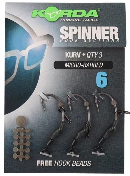 Готовые поводки Korda (Корда) - Spinner hook sections Kurv, Размер 6, 3 шт - купить по выгодной ...