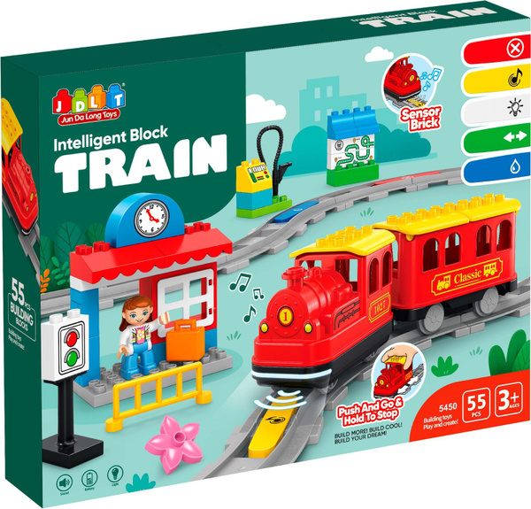 Конструктор JDLT Поезд, со светом, звуком и сенсорами упревления, 55 деталей, 160873 - купить с ...