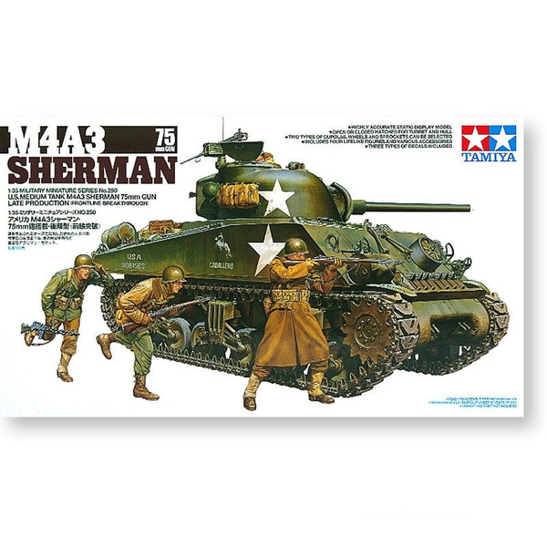 TAMIYA 1/35 35250 U.S.Medium M4A3 Sherman 75mm Gun сборная модель танка ...