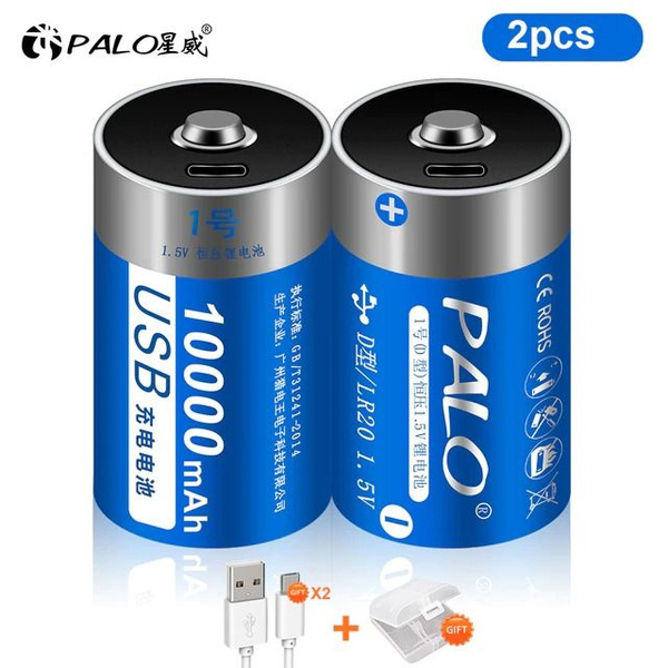 Аккумуляторная батарея USB D R20 LR20 PALO 1,5 в, Тип C литий-ионный ...