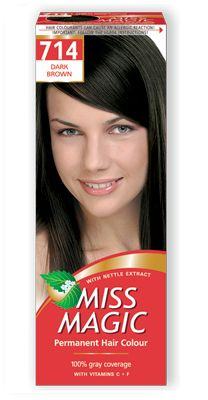 MISS MAGIC Краска для волос, тон №714 Темно-коричневый, 90 мл - купить с доставкой по выгодным ...