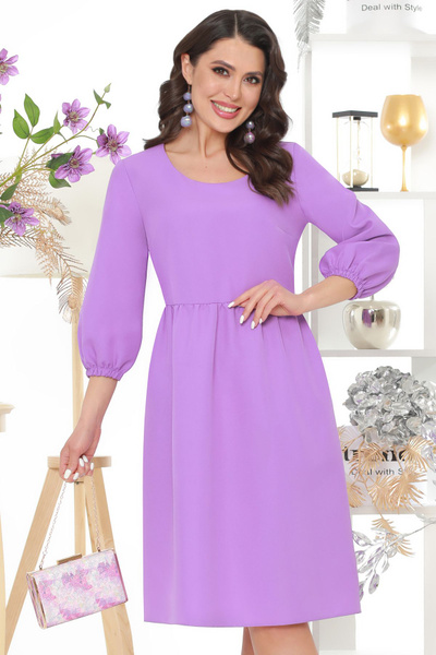 Платье Красота в деталях, сирень DStrend, Женский, Демисезон, размер 52, материал Полиэстер ...