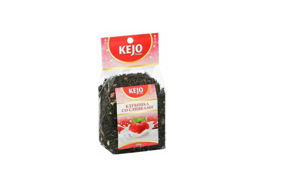 Kejo foods Чай "Клубника со сливками", черный, зеленый, с кусочками ...